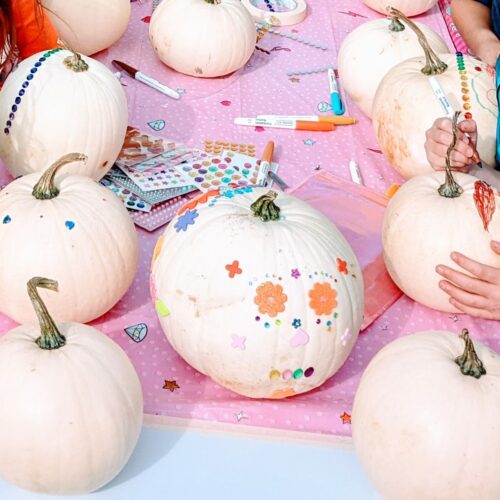 Sugar Skull Pumpkin | No-Paint White Pumpkin DIY - Bunny's Garden